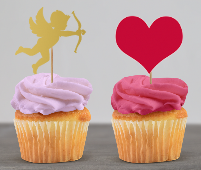 Kuchenwelt - Mein Backzubehör - Papier Cupcake Topper "Cupid + Hearts"
